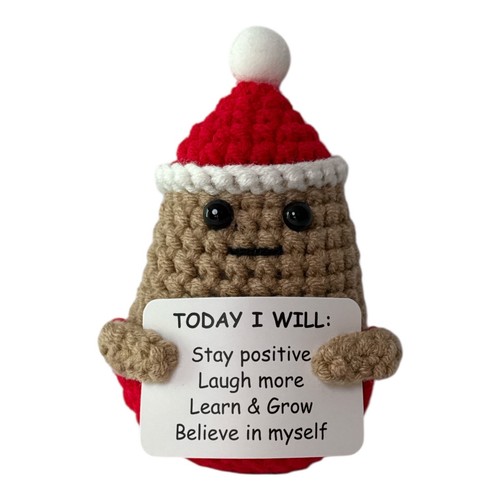 Crochet Santa Potato Plush | Handmade Holiday Positive Affirmation Doll ...