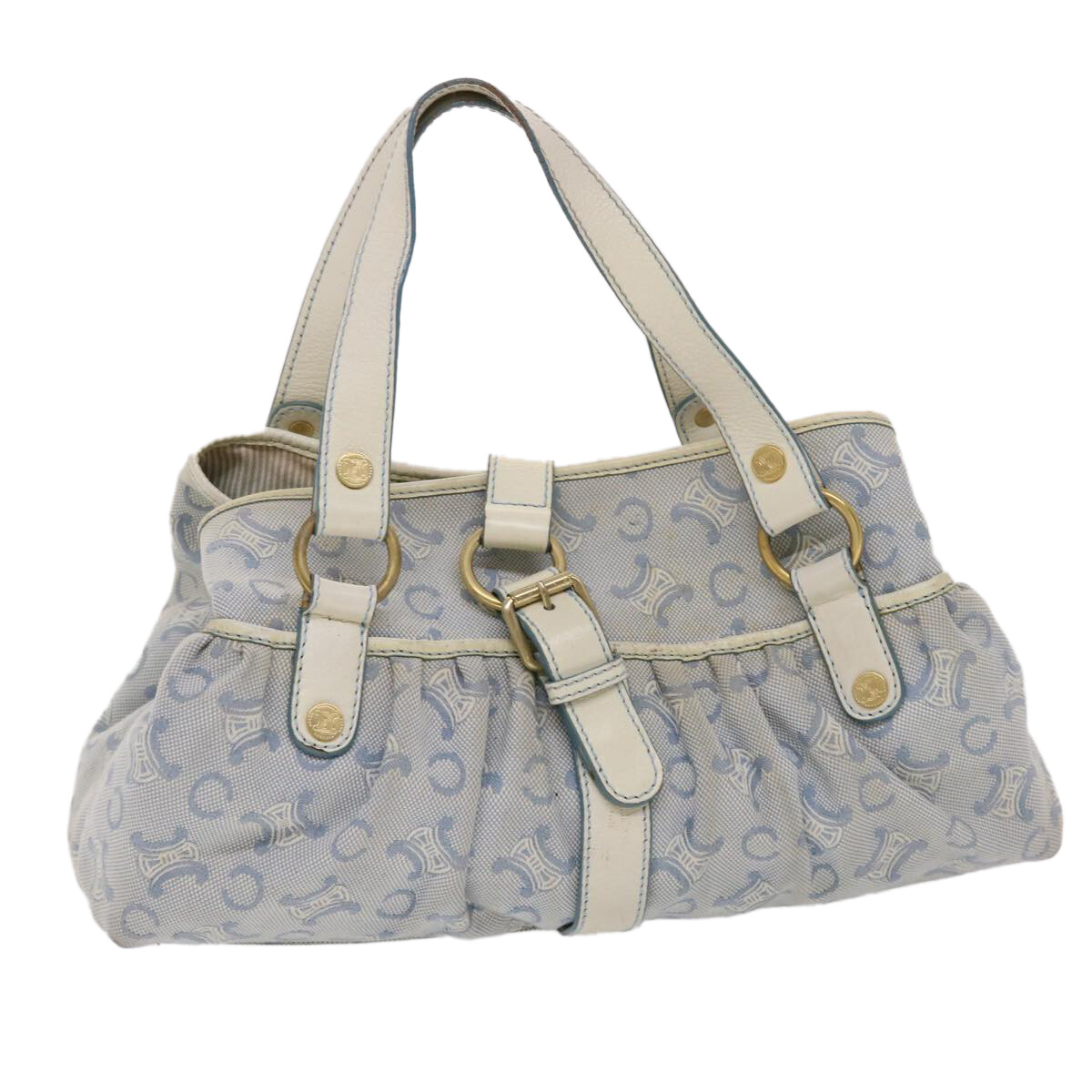 CELINE Paris Macadam Shoulder Bag Canvas Blue White A… - Gem