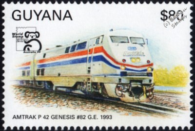 AMTRAK General Electric GENESIS No.82 Diesel Locomotive Train Stamp ...