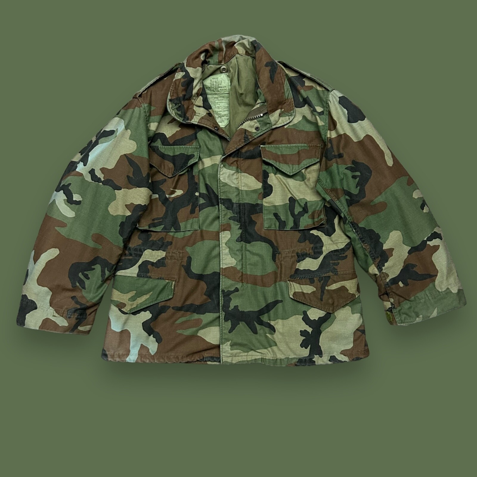 Vtg Military Field Jacket M65 Woodland Camo Full Zip … - Gem