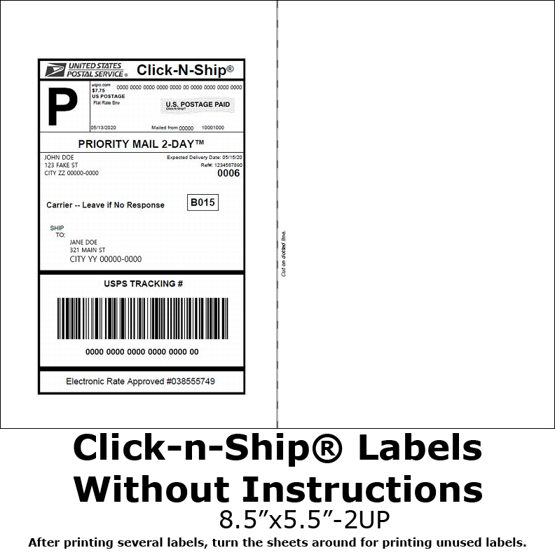 200 Click-N-Ship labels with peal or tear off receipt - USA MADE! | eBay