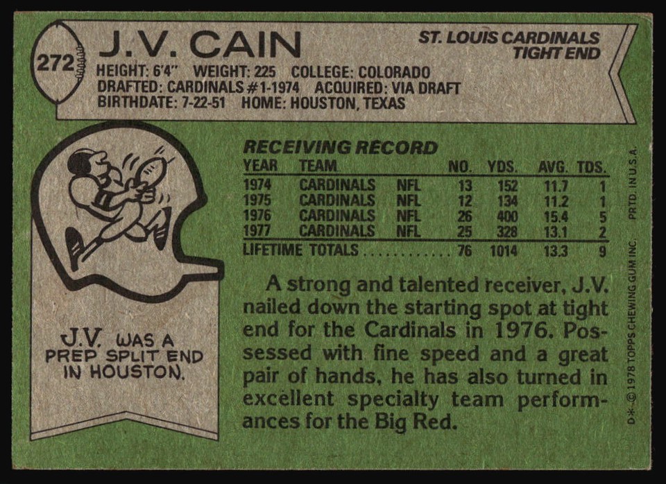 1978 Topps J.V. Cain #272 St. Louis Cardinals | eBay
