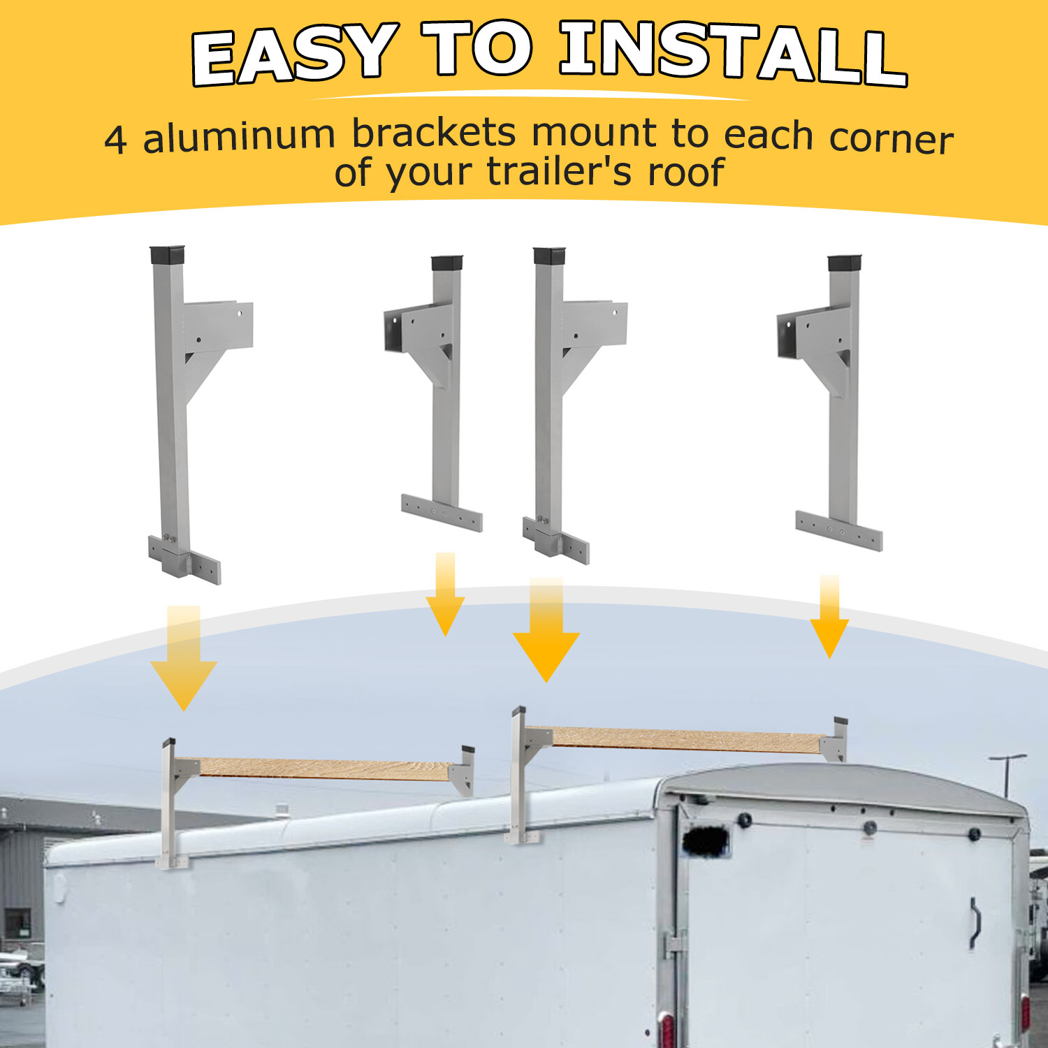 Adjustable Roof Ladder Rack Bracket Kit For Open or Enclosed Trailers ...