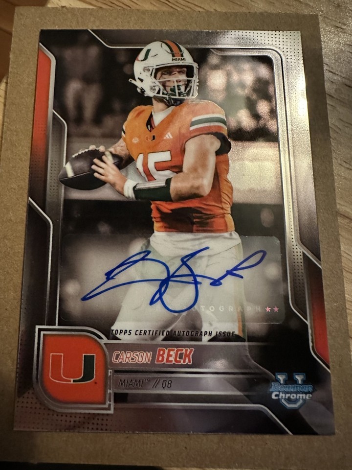 2025 Bowman Chrome Football Carson Beck Base Auto- Miami Hurricanes | eBay