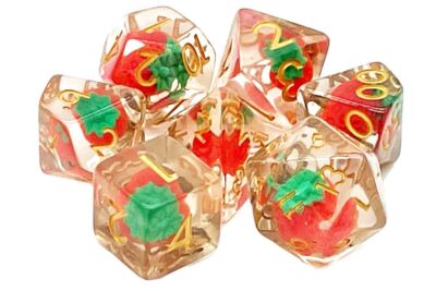 Old School 7 Piece DnD RPG Dice Set: Infused - Strawberry Fields! | eBay