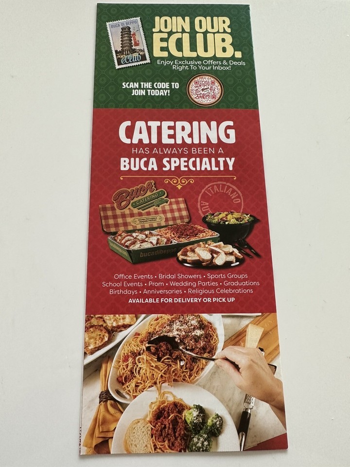Buca Di Beppo Restaurant To Go Menu | eBay