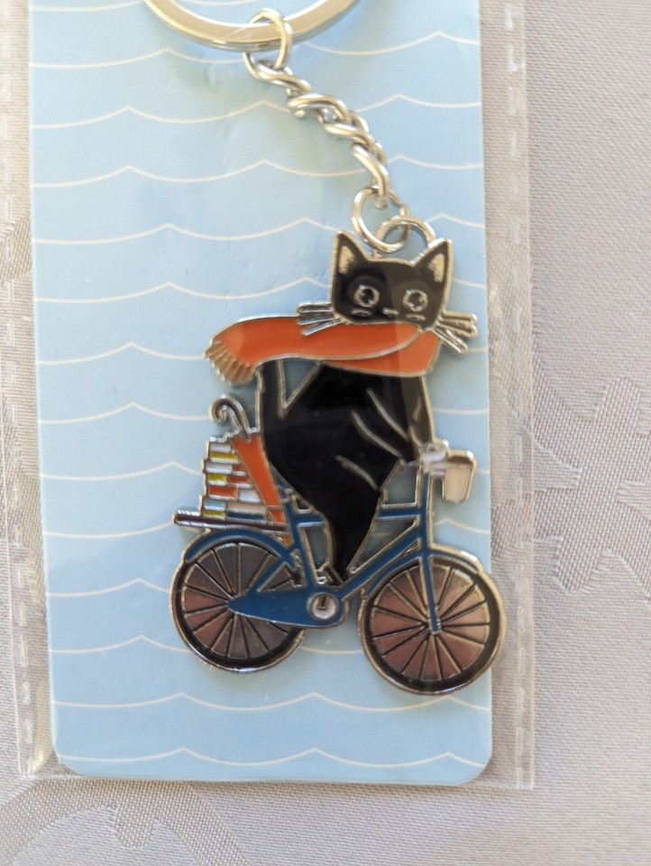 NWT Sealed Black Cat on Bike Key chain St. Petersburg Russia Souvenir ...