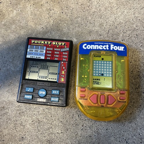 Vintage lot Electronic Handheld Games MB Connect Four And Pocket Slot ...