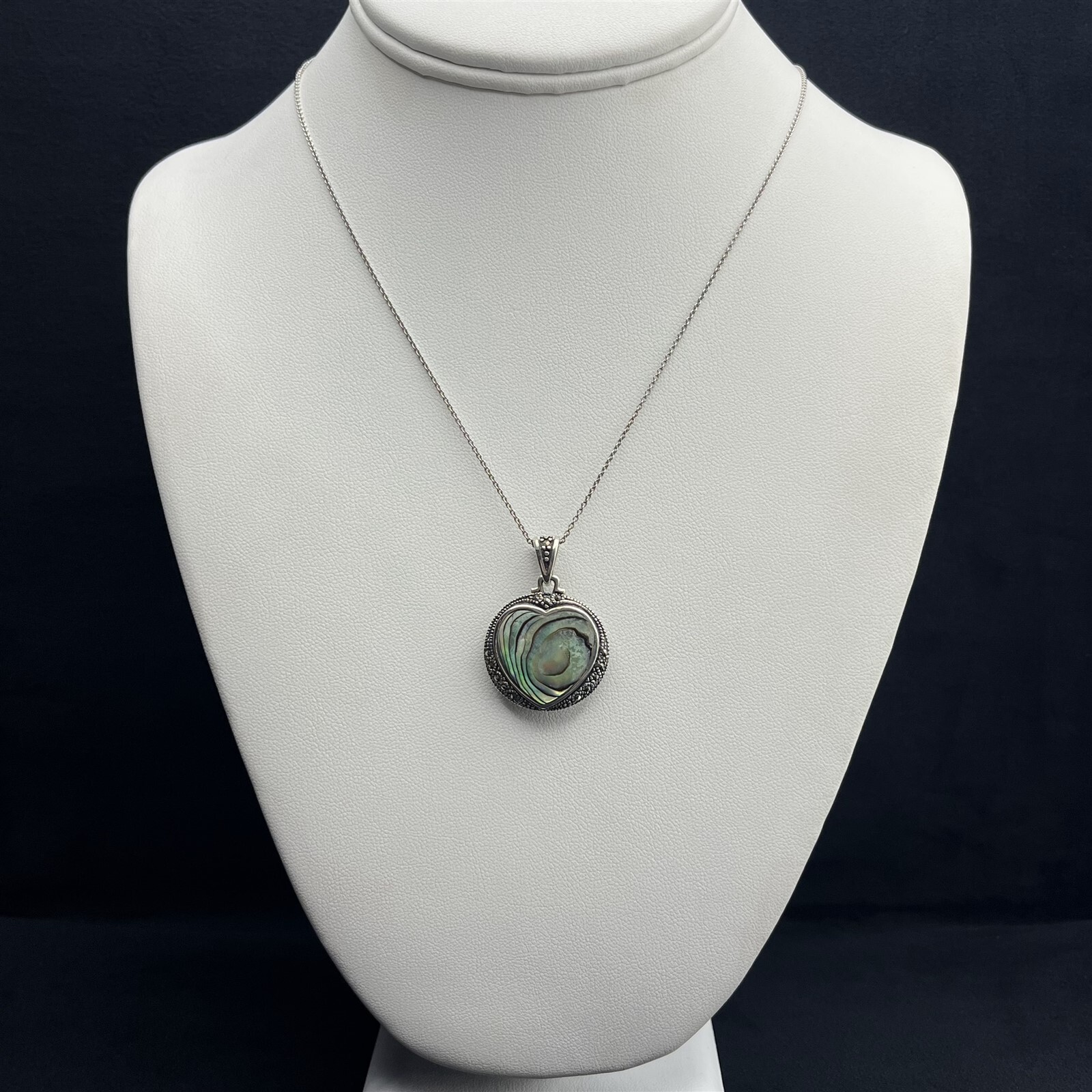 Modern Heart Shape Reversible Abalone Marcasite Milgr… - Gem