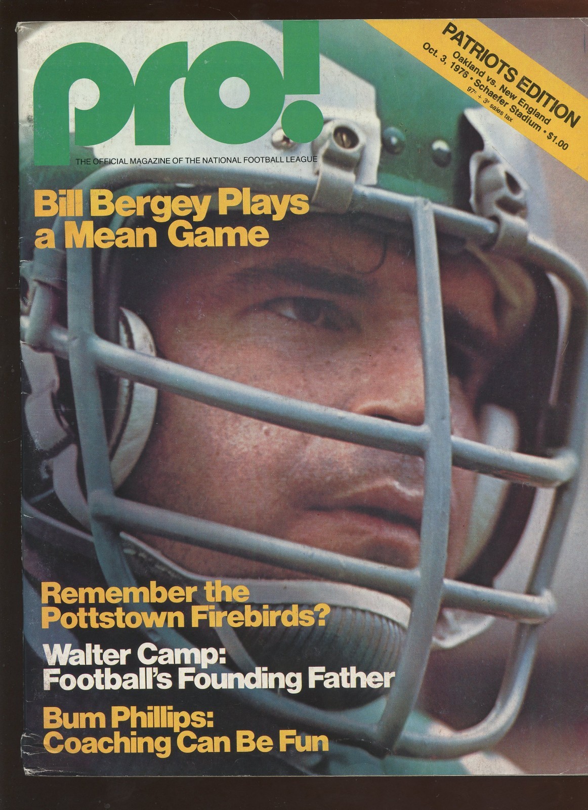 October 3 1975 NFL Football Program Oakland Raiders at New England ...