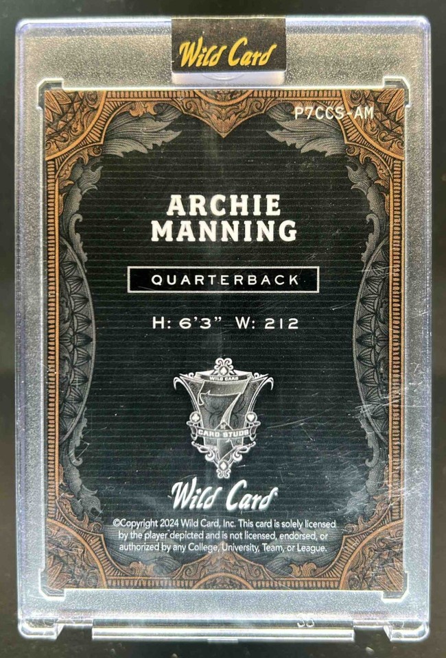 2024 Wild Card 7 Card Studs Archie Manning Sparkles Spade #1/1 Saints ...