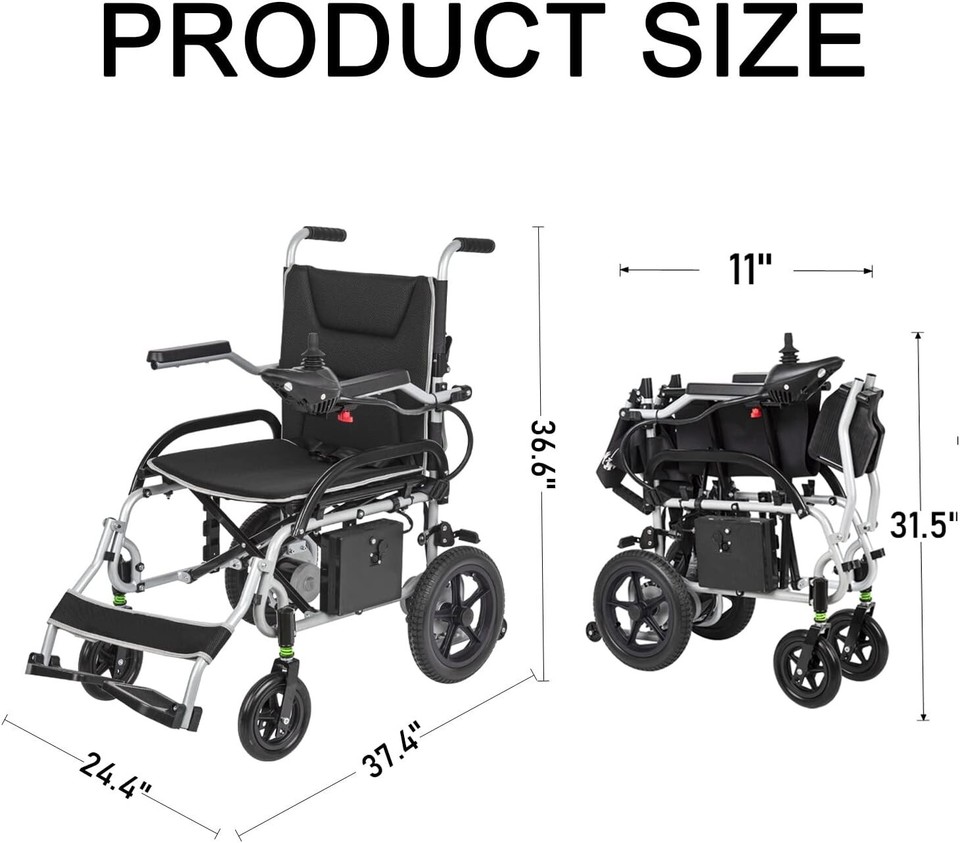 Electric Dual Motor Lightweight Adult Fold-able Wheelchair w/Control ...