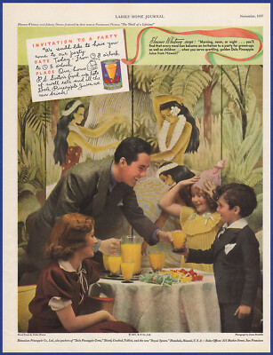 Vintage 1937 DOLE Pineapple Juice from Hawaii Ephemera 1930's Print Ad ...