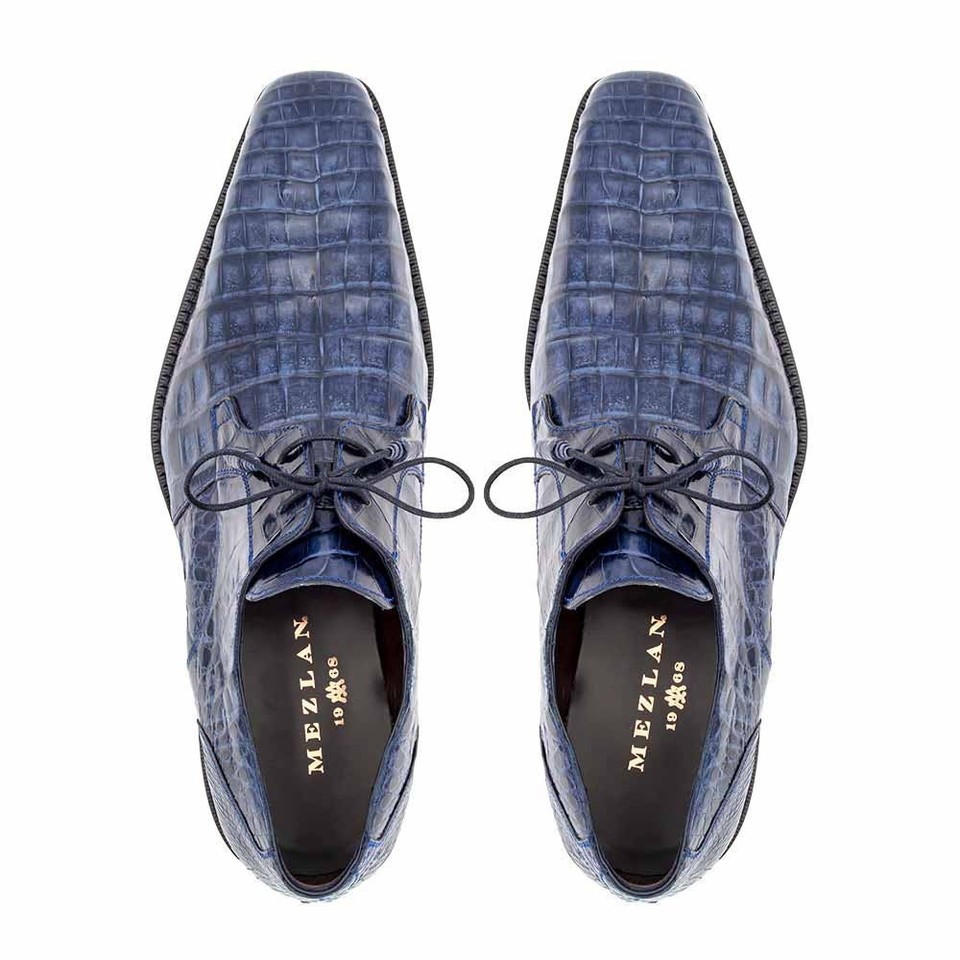 Mezlan of Spain Genuine Crocodile Skin Blue Derby Shoes ANDERSON (USA ...
