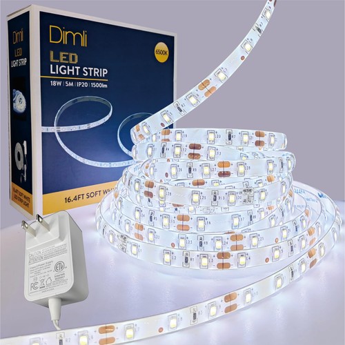 16.4FT Bright White LED Strip Lights, Cool White 300 LEDs 6500K ...