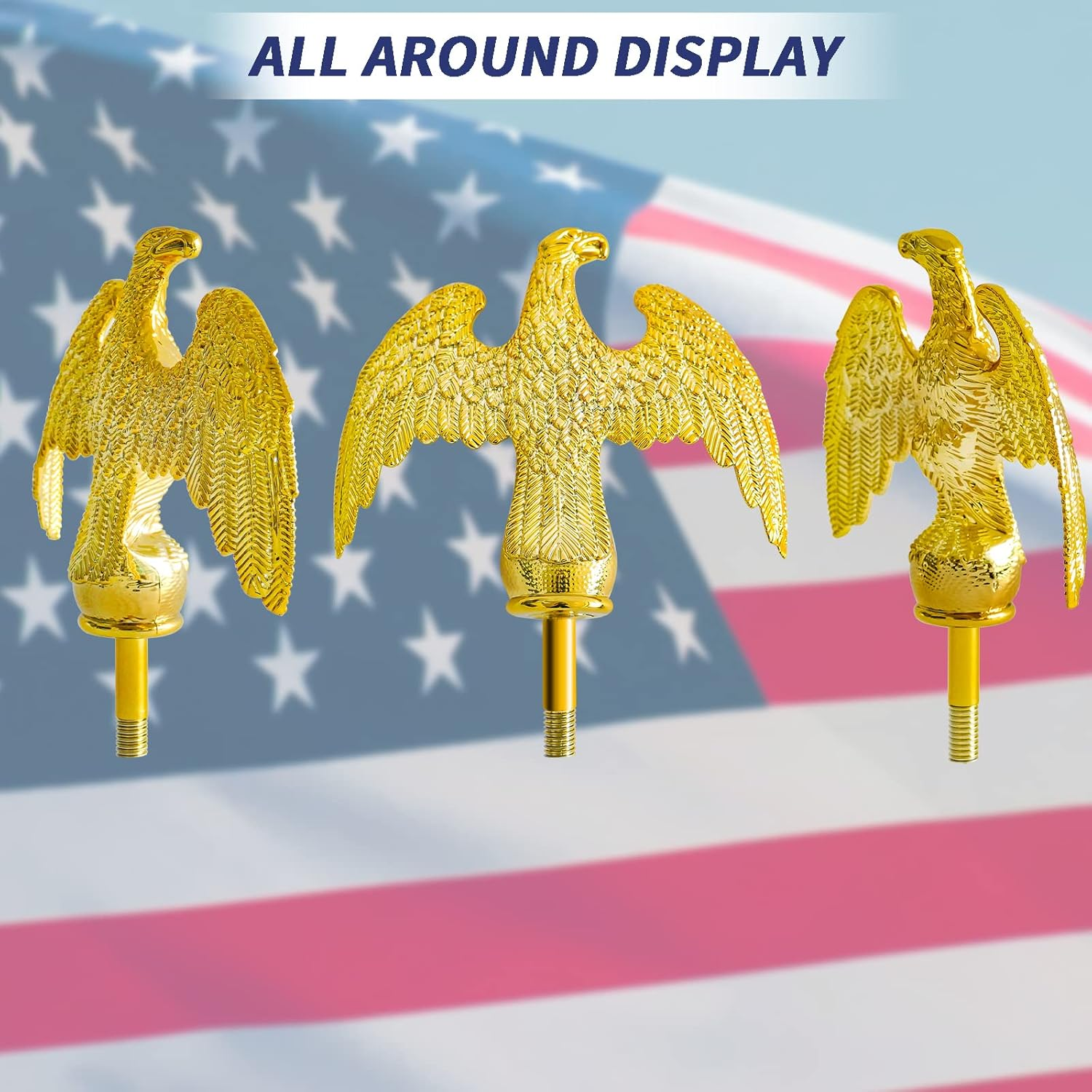 Flag Pole Topper, Flagpole Eagle Topper Gold Finial Ornament for 20/25 ...