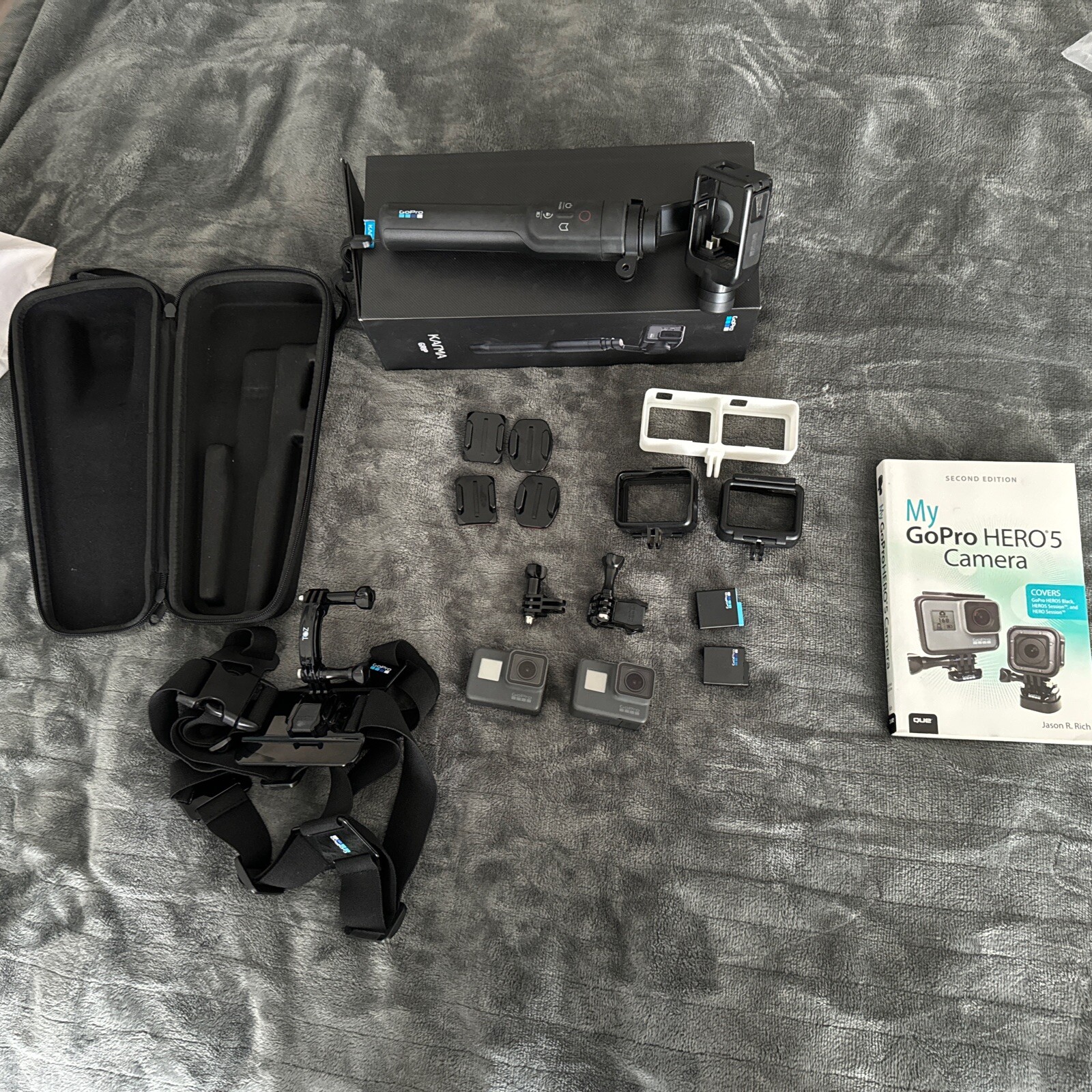 2 GOPRO HERO 6 CAMERAS, KARMA GRIP 2 Batteries W/Accessories Kit Hard ...
