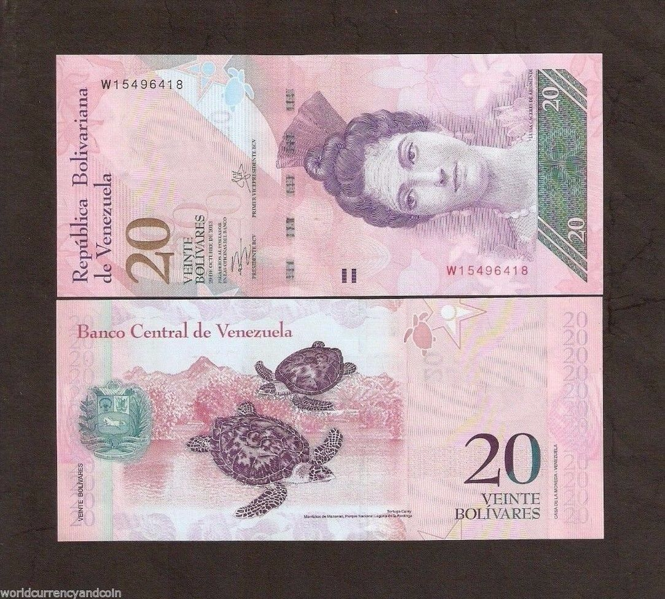 Venezuela 20 Bolivares P-91 2013 x 100 Pcs Lot BUNDLE Venezuelan TURTLE ...