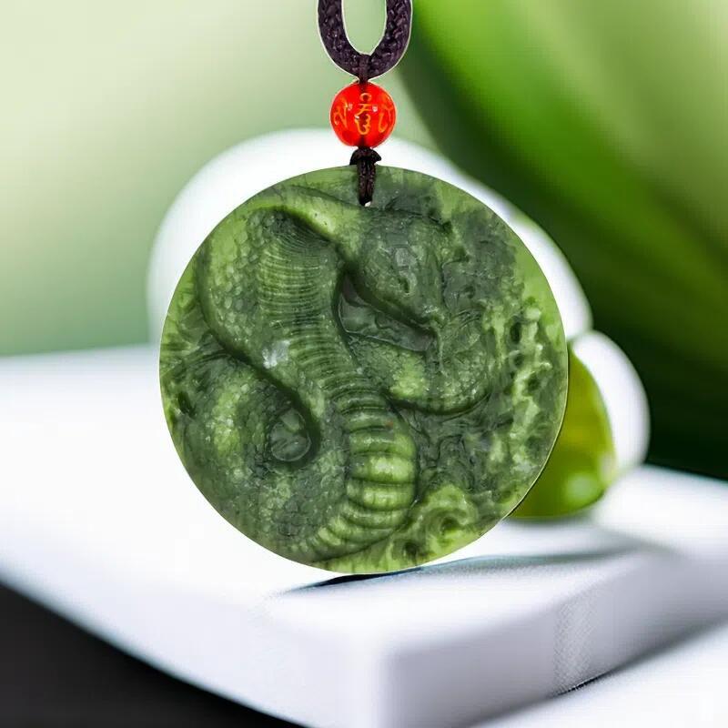 Natural Real Jade Snake Pendant Necklace Jewelry Designer Stone Charm ...