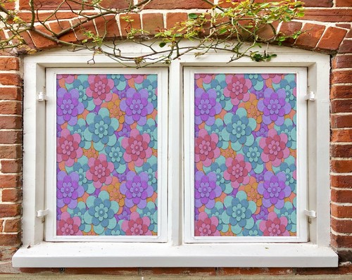 3D Purple Petals O597 Window Film Print Sticker Cling Stained Glass UV ...