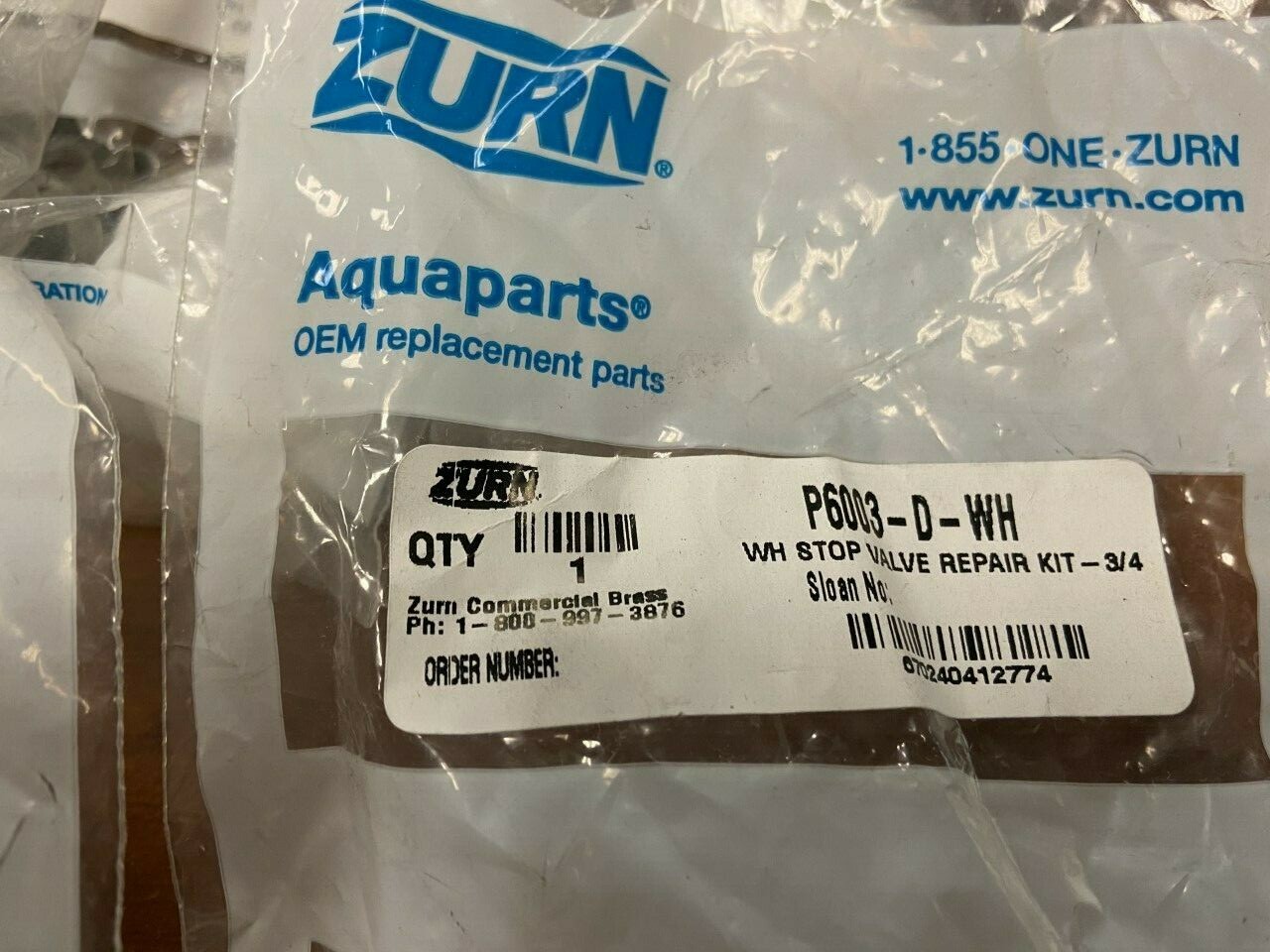 ZURN P6000-D-WH WH Stop Valve Repair Kit for Aquavantage and Aquaflush ...
