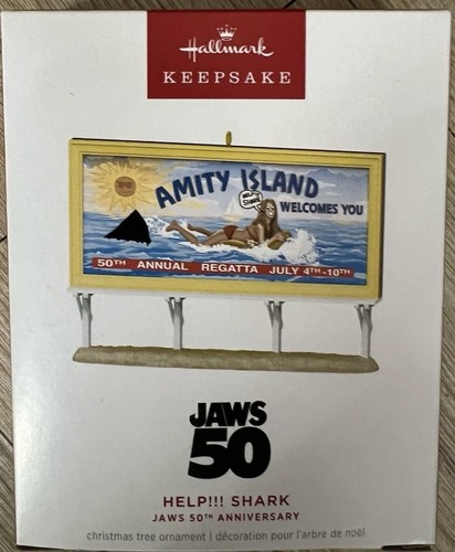 Hallmark 2025 JAWS 50th ANNIVERSARY HELP!!! SHARK AMITY SIGN - New In ...