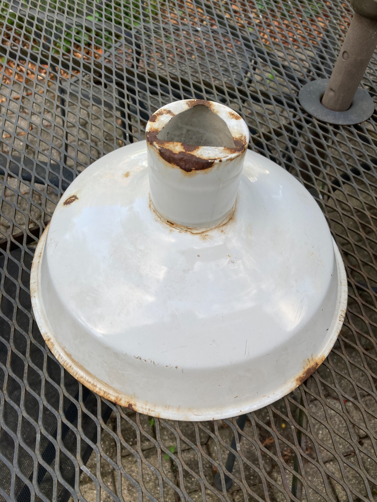 Vintage/Antique White Metal Light Cover. Industrial/farmhouse/barn | eBay