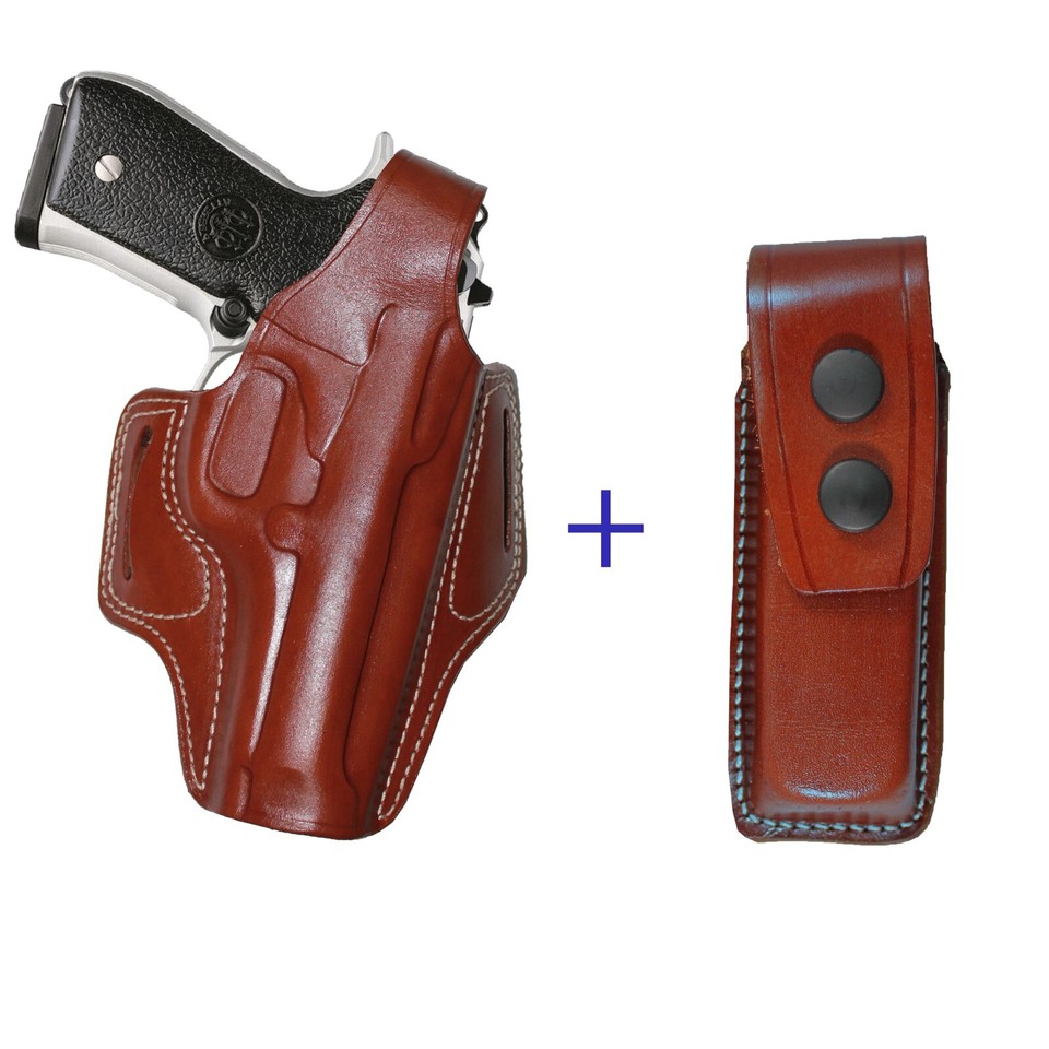 Beretta 92/92F/92FS With Rail Leather OWB Carry Thumb Break Gun Holster ...