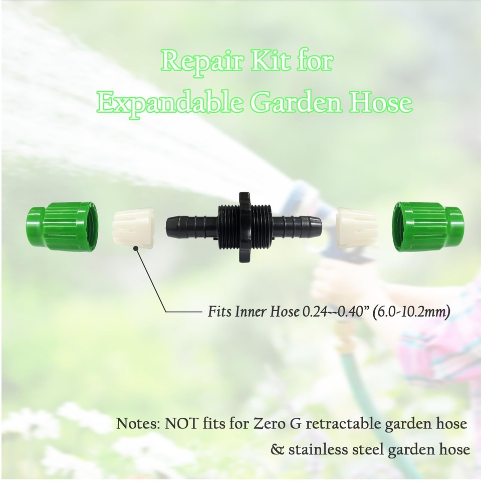3 Sets Expandable Garden Hose Repair Kit Dual-Channel Hose Female Male ...