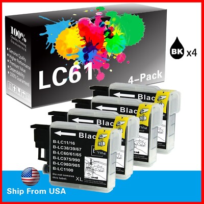 4Pack LC-61 LC61 Black Ink Cartridge LC61 used for MFC-J270W Printer | eBay