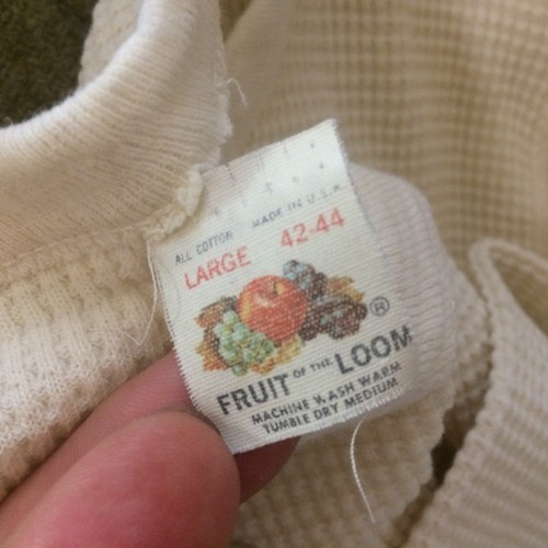 Vintage 50s 60s Tag Label Fruit of Loom Thermal Long John Base Under T ...
