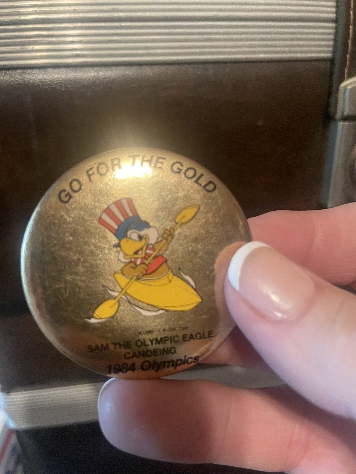 1984 Olympic Go For The Gold Sam the Olympic Eagle Rowing Pin Back ...