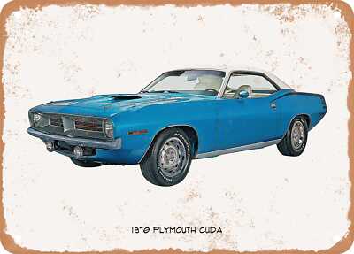 Classic Car Art - 1970 Plymouth Cuda Oil Painting - Rusty Look Metal ...