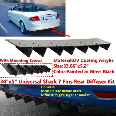 34x5" Universal Rear Diffuser Shark 7 Fin Kits Fit For Volvo C70 2006 ...