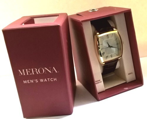 MERONA MEN'S WATCH -GOLD TONE -ROMAN NUMERALS- NIB -FREE SHIPPING! | eBay