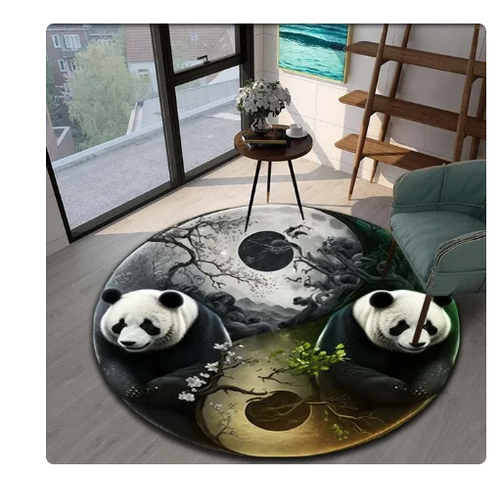 Ying Yang Panda Rug 100CM x 100CM Animal Carpet | eBay