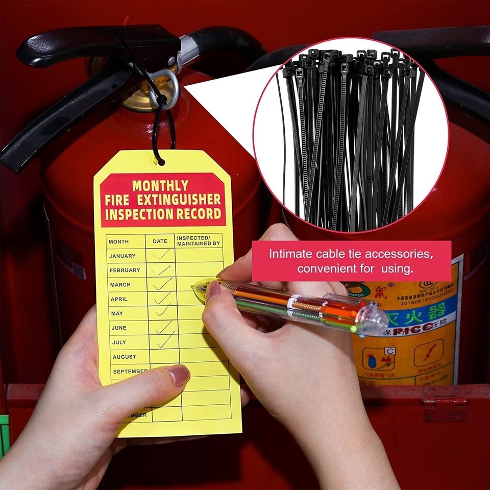 6-3"x6" Fire Extinguisher Tags Fire Extinguisher Inspection Tags W/ZIP ...
