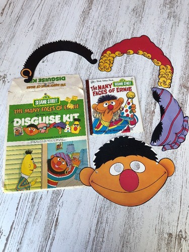 Vtg Sesame Street Many Faces of Ernie Book Disguise Kit Bert Preschool ...
