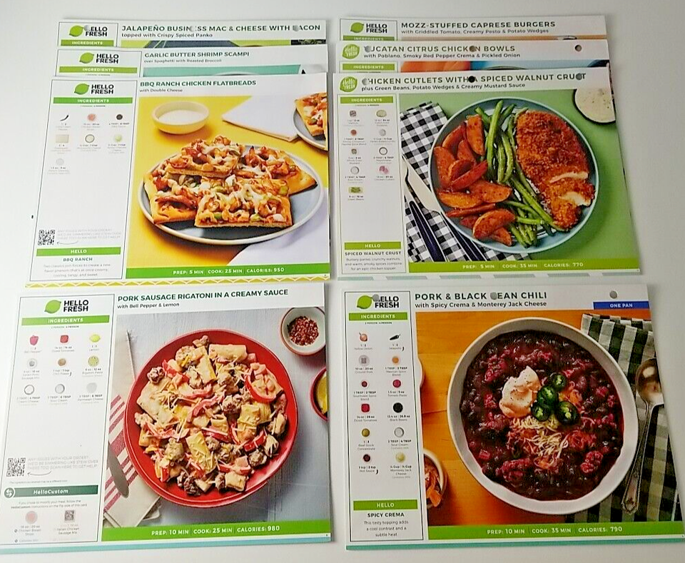 10 Hello Fresh Recipe Meal Cards Mix Lot Chicken Turkey Beef Pork ...