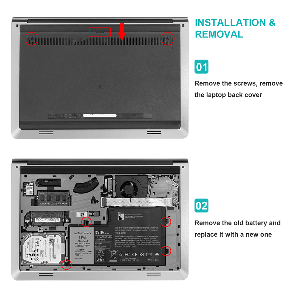 For Dell Inspiron 14 5447 15 5547 5442 5542 Seri Battery TRHFF N5447 ...