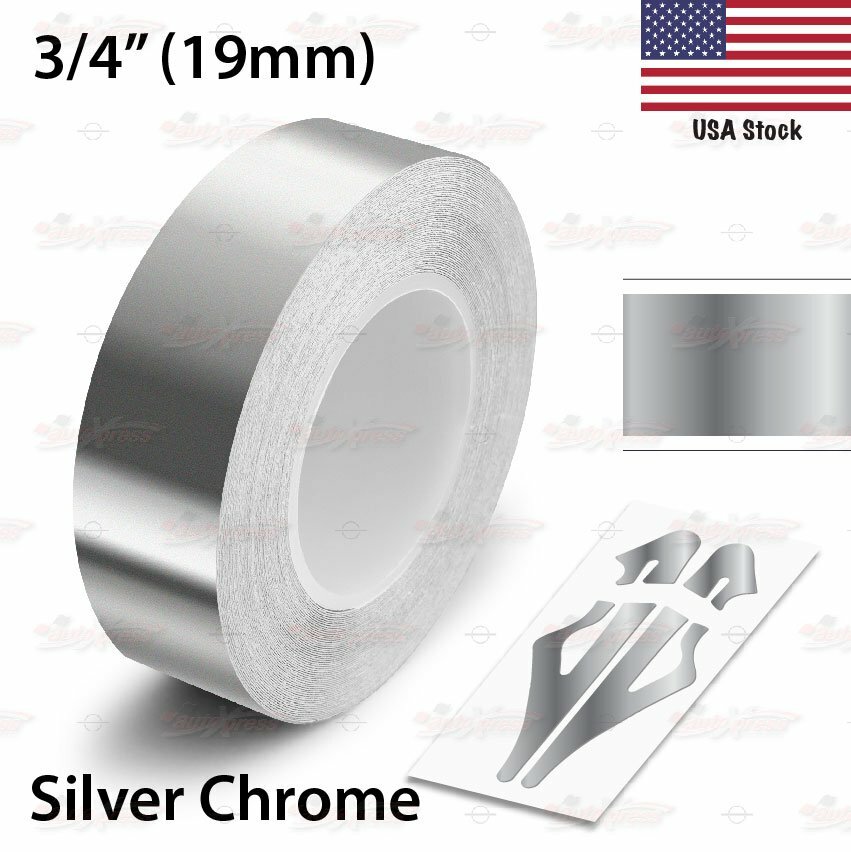 SILVER CHROME Vinyl Pinstriping Pin Stripe Car Motorcycle Tape Decal ...