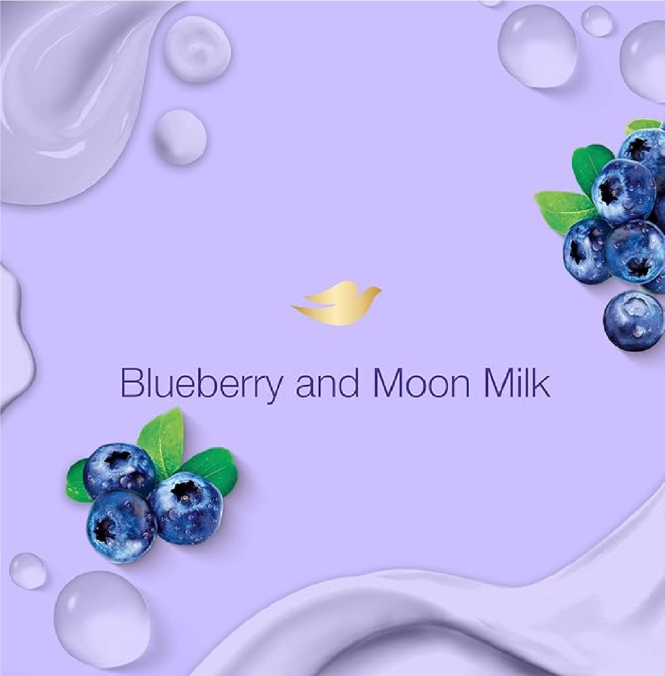 Dove Body Wash Unwinding Blueberry & Moon Milk 4 Count for Renewed ...