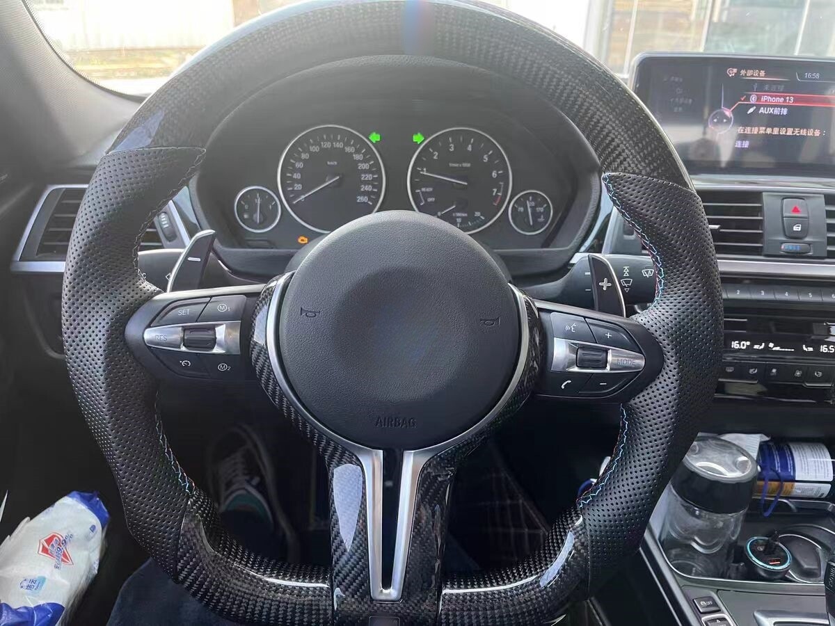 Real Carbon Fiber M Sport Steering Wheel No Heated For BMW F10 M5 M6 5 ...