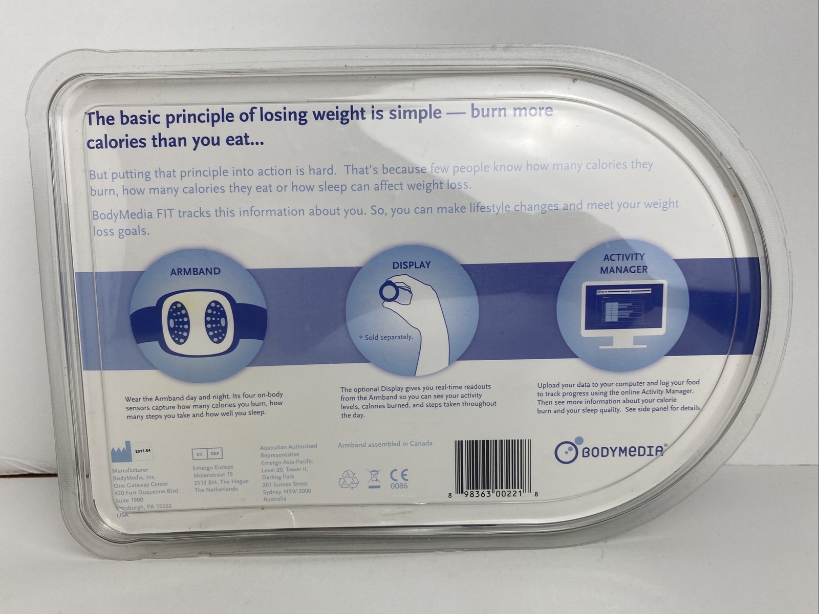 Bodymedia Fit Armband Weight Management Body Monitoring 100759 for sale ...