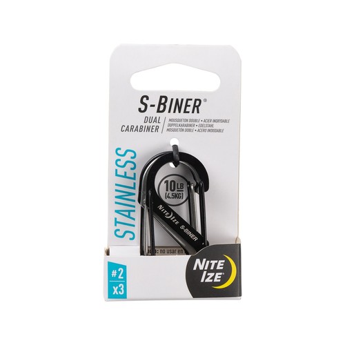 Nite Ize S-Biner Dual Carabiner S/S #2 - 3 Pack - Black/Stainless | eBay