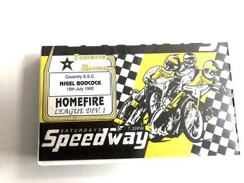 15th July 1992 COVENTRY "NIGEL BOOCOCK" at Coventry S.S.C, ORIGINAL ...