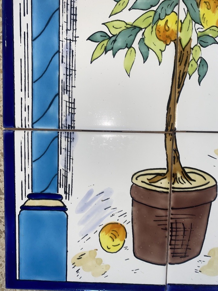 Ceramic Tile Mural Backsplash Lemon Tree Wall Mosaic Deco Hand Painted ...