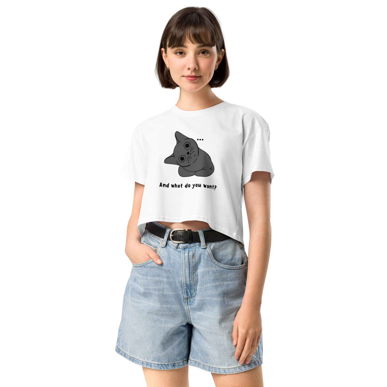 Cat Meme Crop Top White Shirt | eBay