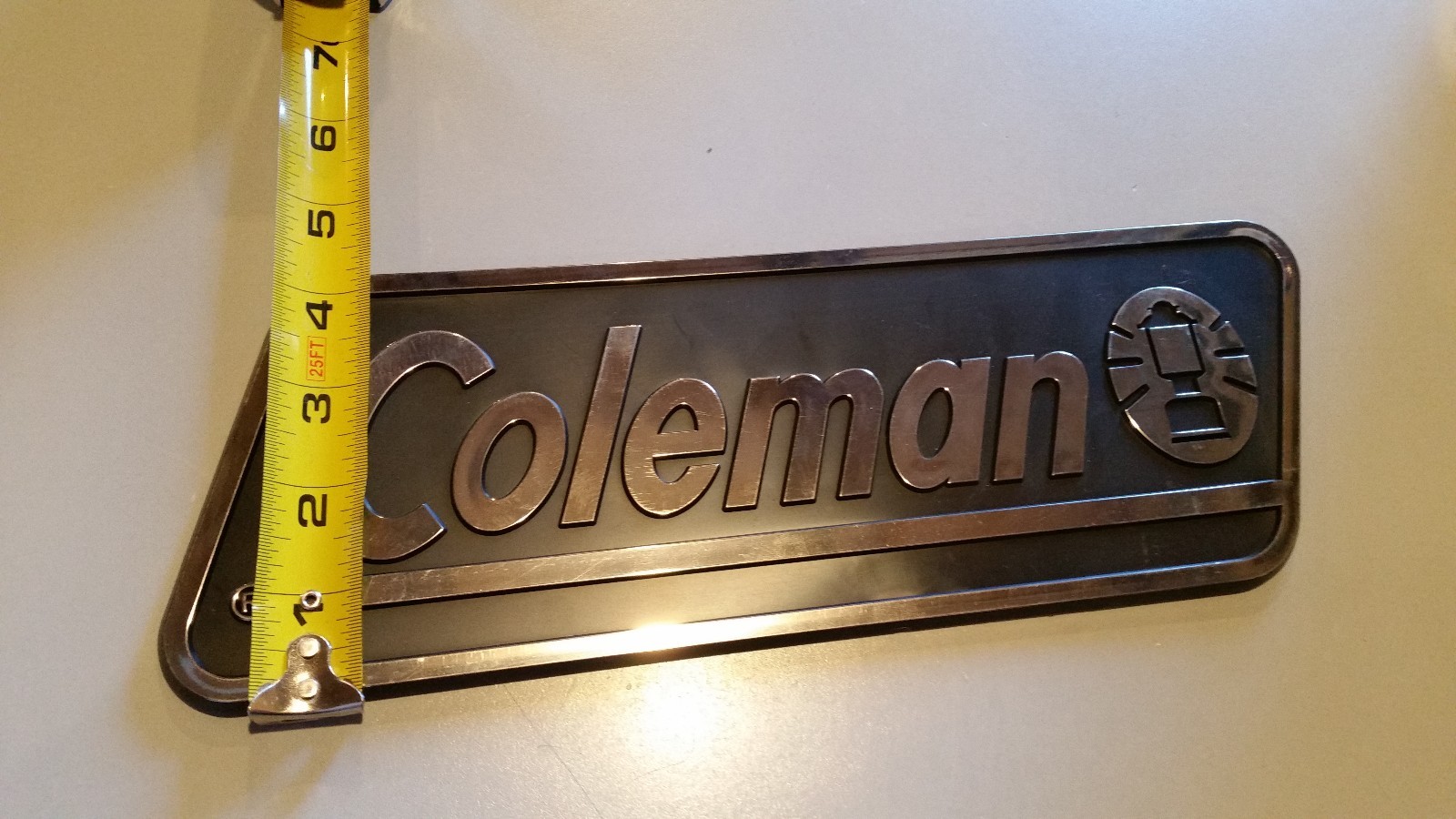 *NEW* COLEMAN Plastic Decal Badge Black Silver RV Camper Trailer 12-1/2 ...