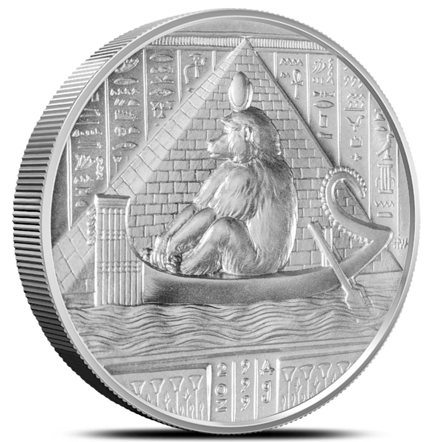 2 OZ .999 FINE SILVER ROUND THOTH EGYPTIAN GODS SERIES HIGH RELIEF ...